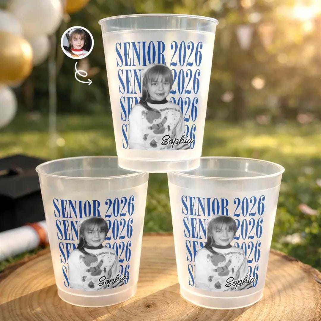 Senior 2026 Custom Photo Graduation Cups, Personalized Frosted Plastic ...