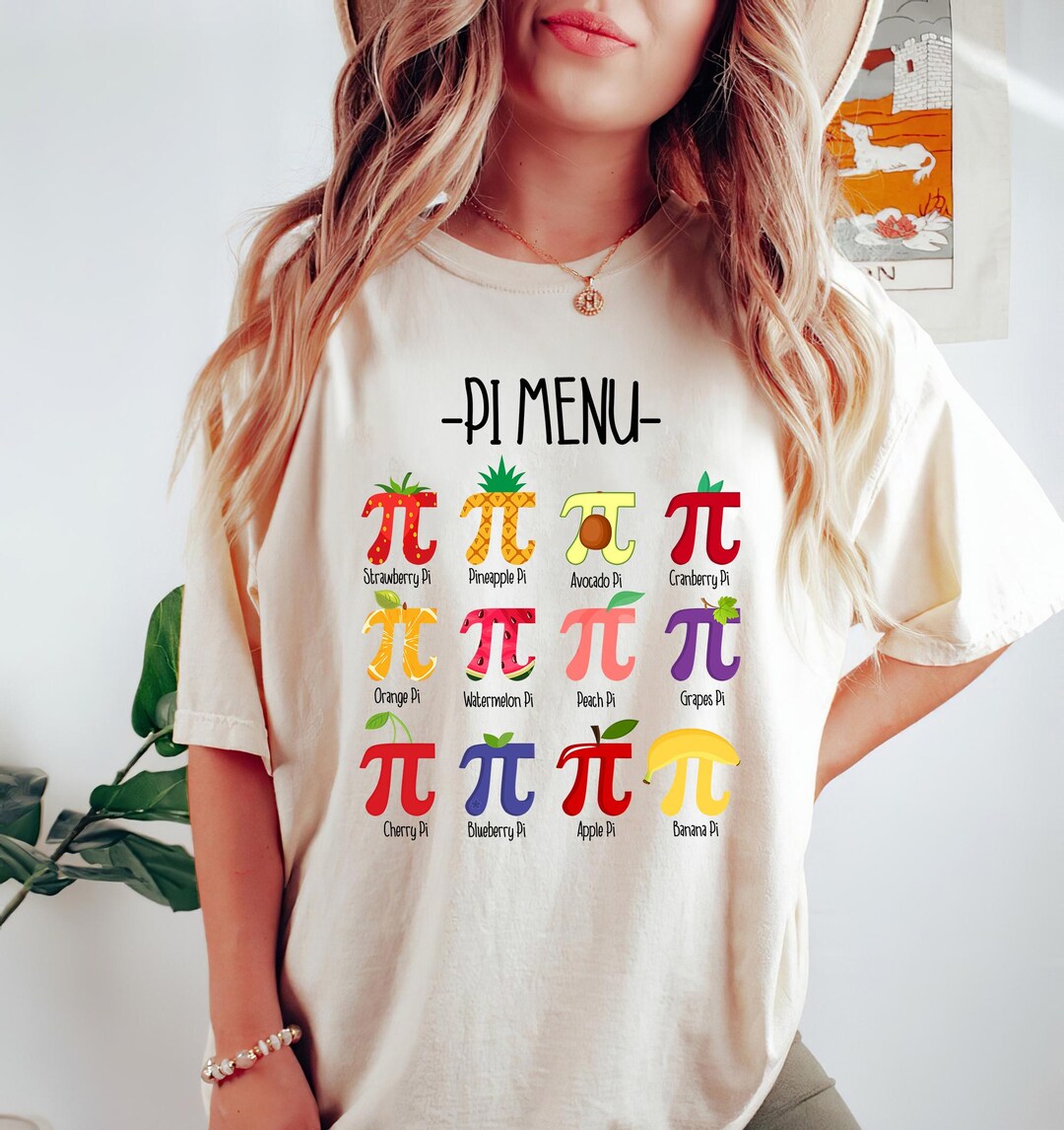 Pi Menu Math Teacher Shirt, Pi Symbol Math Nerd Shirt, Cute Pi Day ...