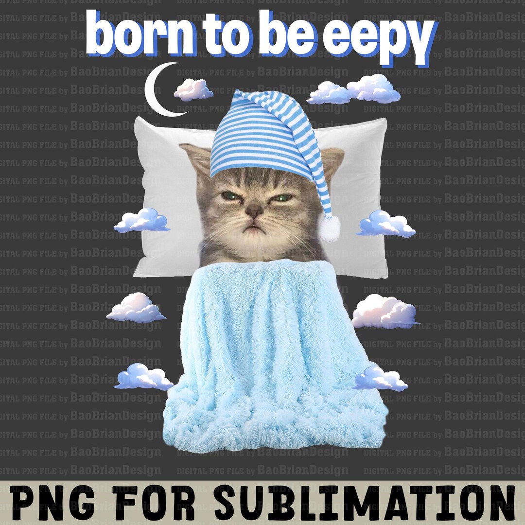 Born to Be Eepy Pastel Blue Kitten Themes With Cloudy, Sleep Tight Cat ...