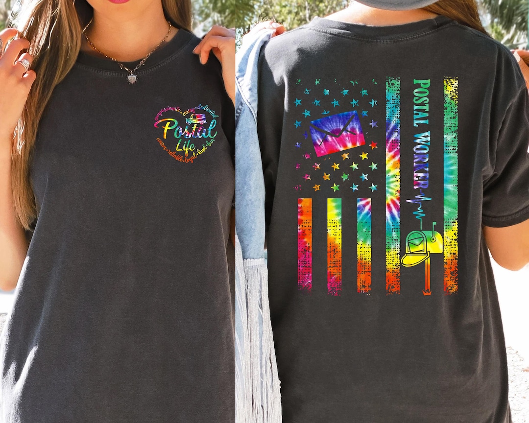 Postal Worker Colorful American Flag Shirt, Mail Lady Shirt, Mail ...