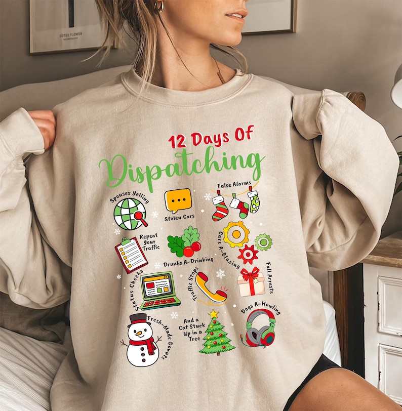 12 Days of Dispatching Christmas Shirt - Funny 911 Dispatcher Gift - Etsy