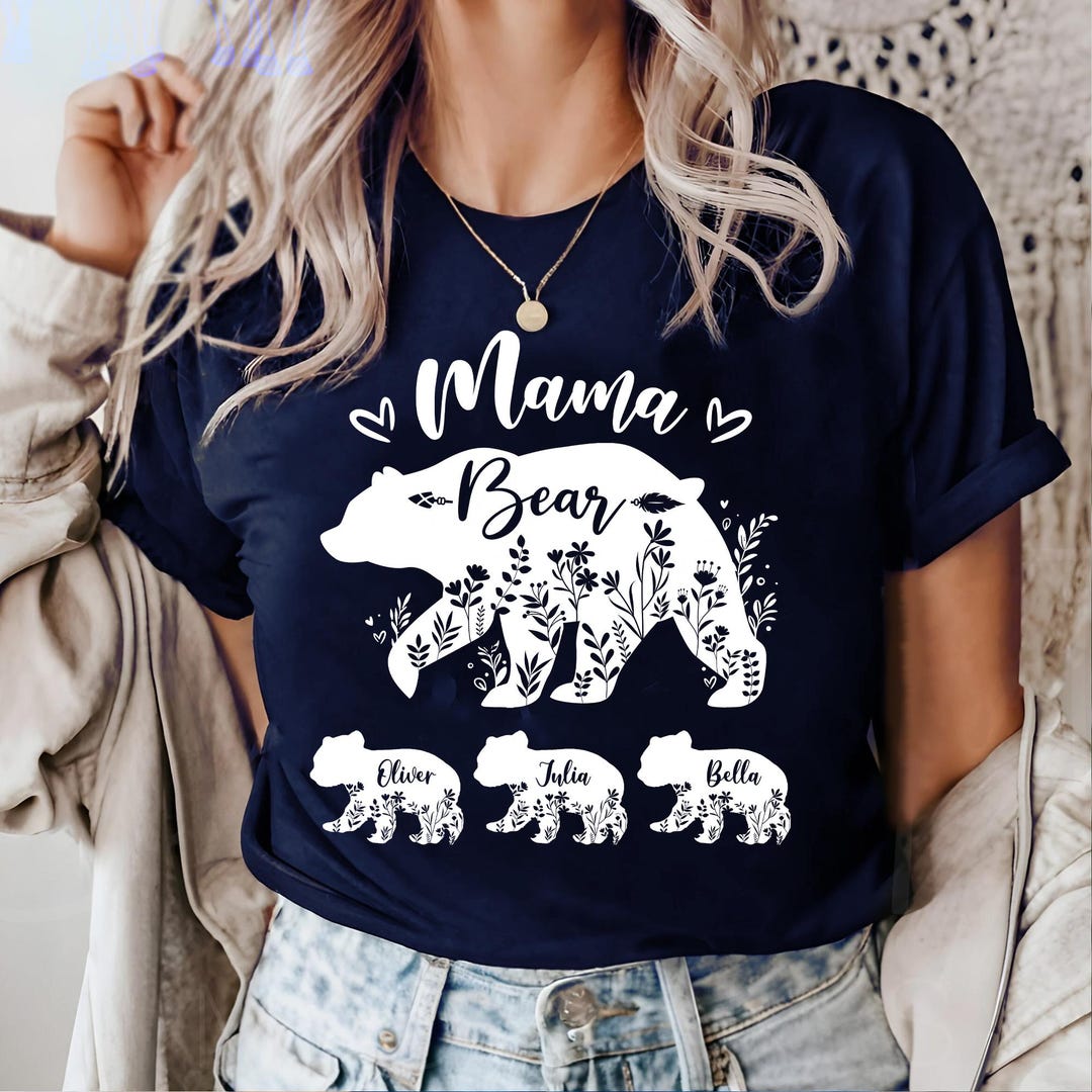Custom Mama Bear Shirt, Mom Bear Shirt With Kids Names, Personalized ...