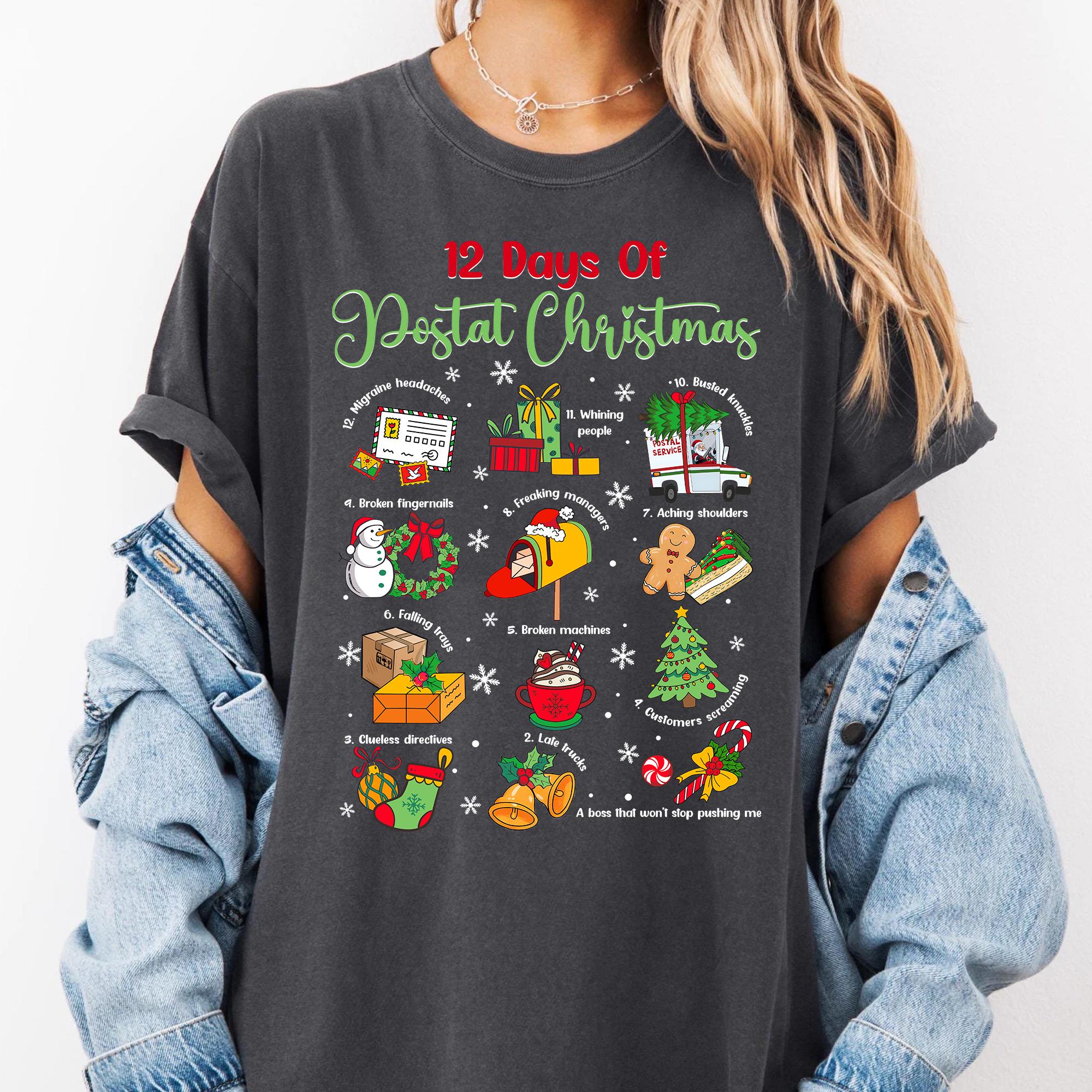 Postal Worker Christmas Shirt, 12 Days of Postal Christmas Funny T ...