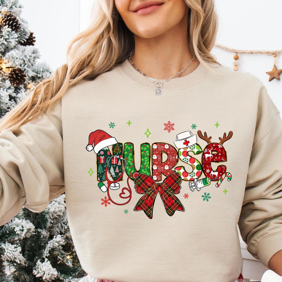 Christmas Nurse Tshirt, Christmas Nursing Sweater, Holiday Hospital ...