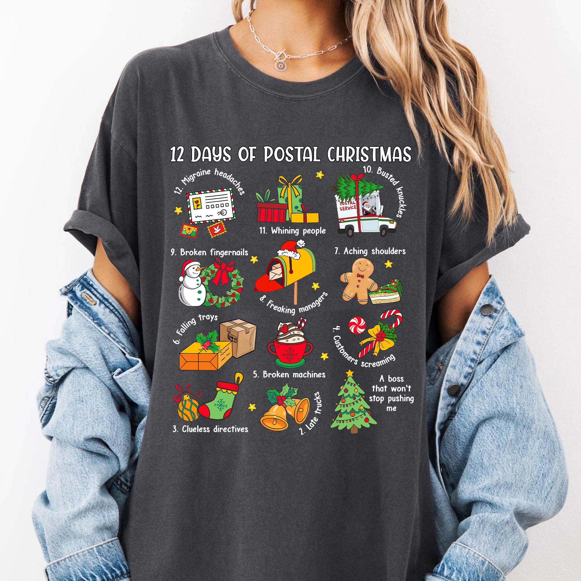 12 Days of Postal Christmas T-shirt - Funny Mail Carrier Gift - Etsy