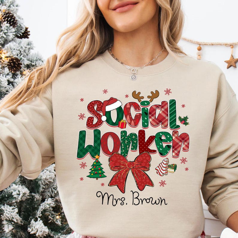 Christmas Social Worker Shirt, Personalized Social Worker Tshirt ...