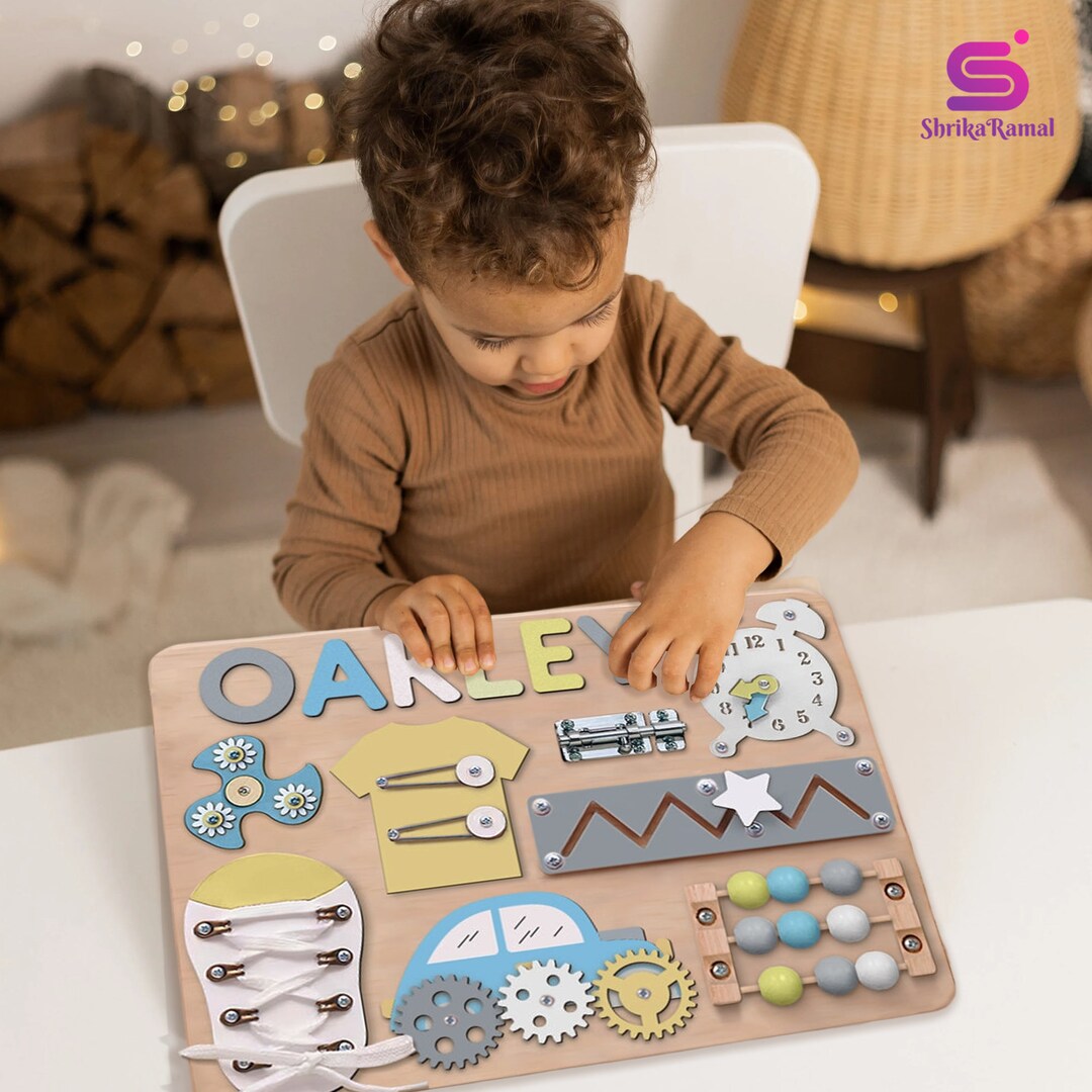 Personalized Busy Board for Kids, Handmade Montessori Toys, Nursery ...