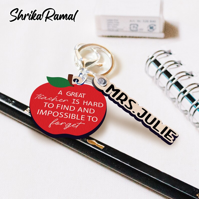 Personalized Apple Keychain, Teacher Appreciation, Best Teacher Ever ...