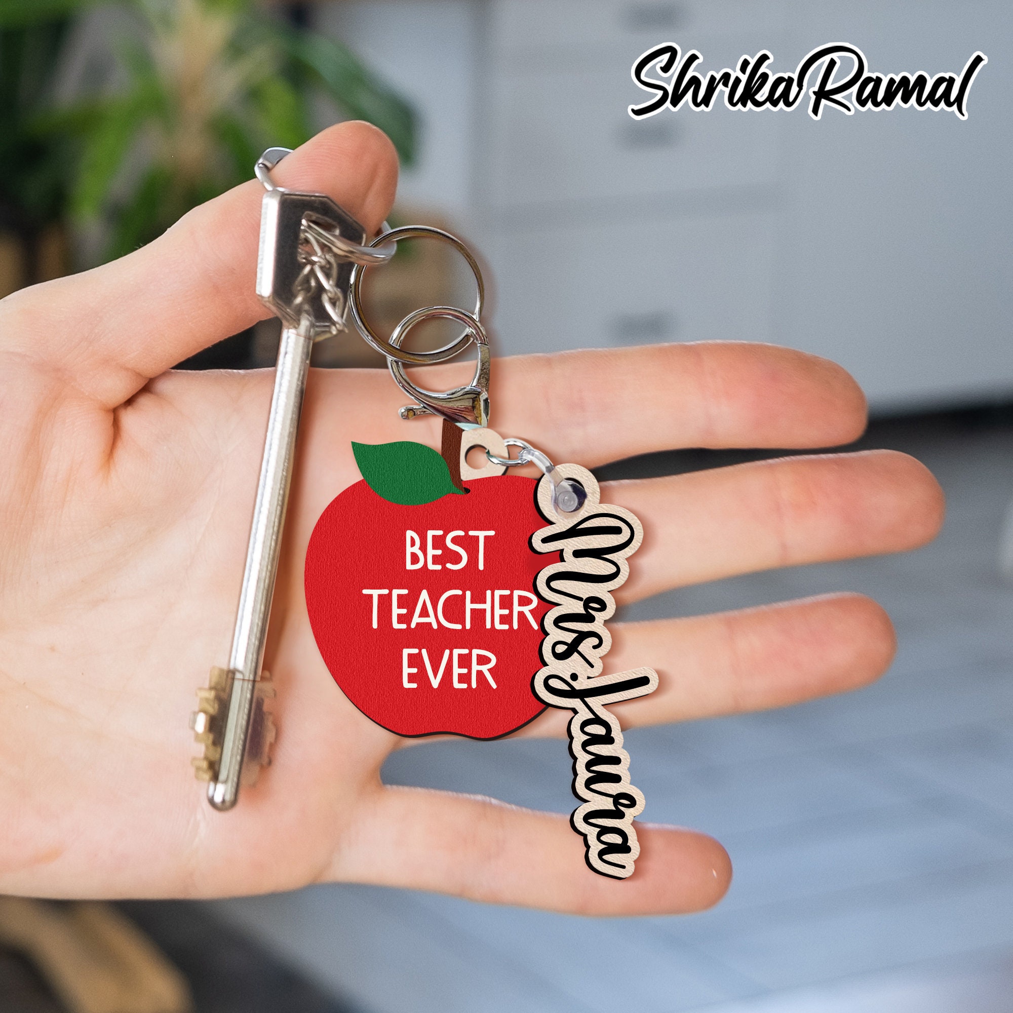 Personalized Apple Keychain, Teacher Appreciation, Best Teacher Ever ...
