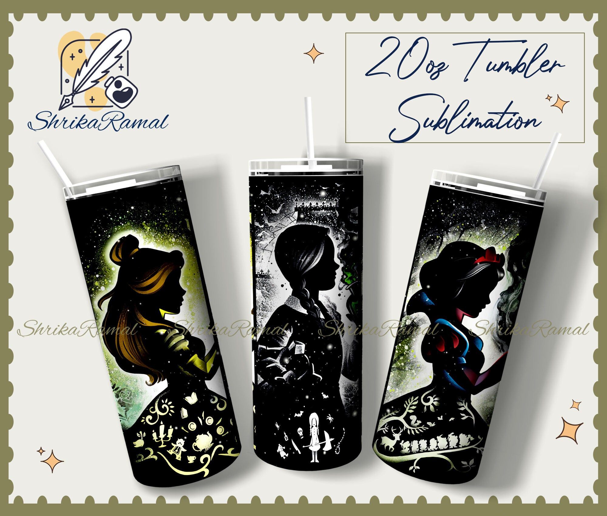Free 12 Tumbler Designs Fantasy Princess Tumbler Wrap, Fairy Tales PNG ...