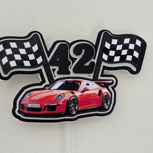 Racing Car Cake Topper With Flags - Etsy