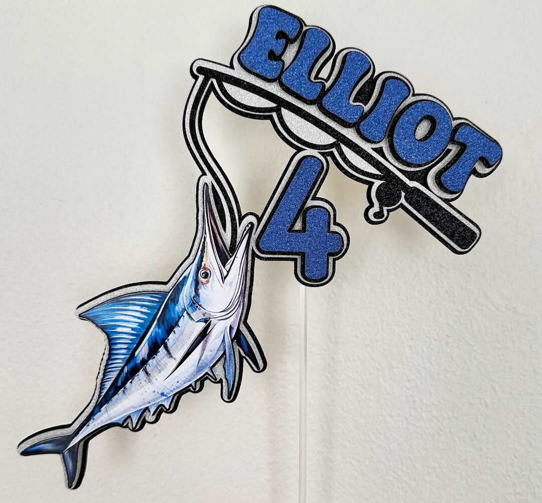 Blue Marlin Fishing Cake Topper - Etsy