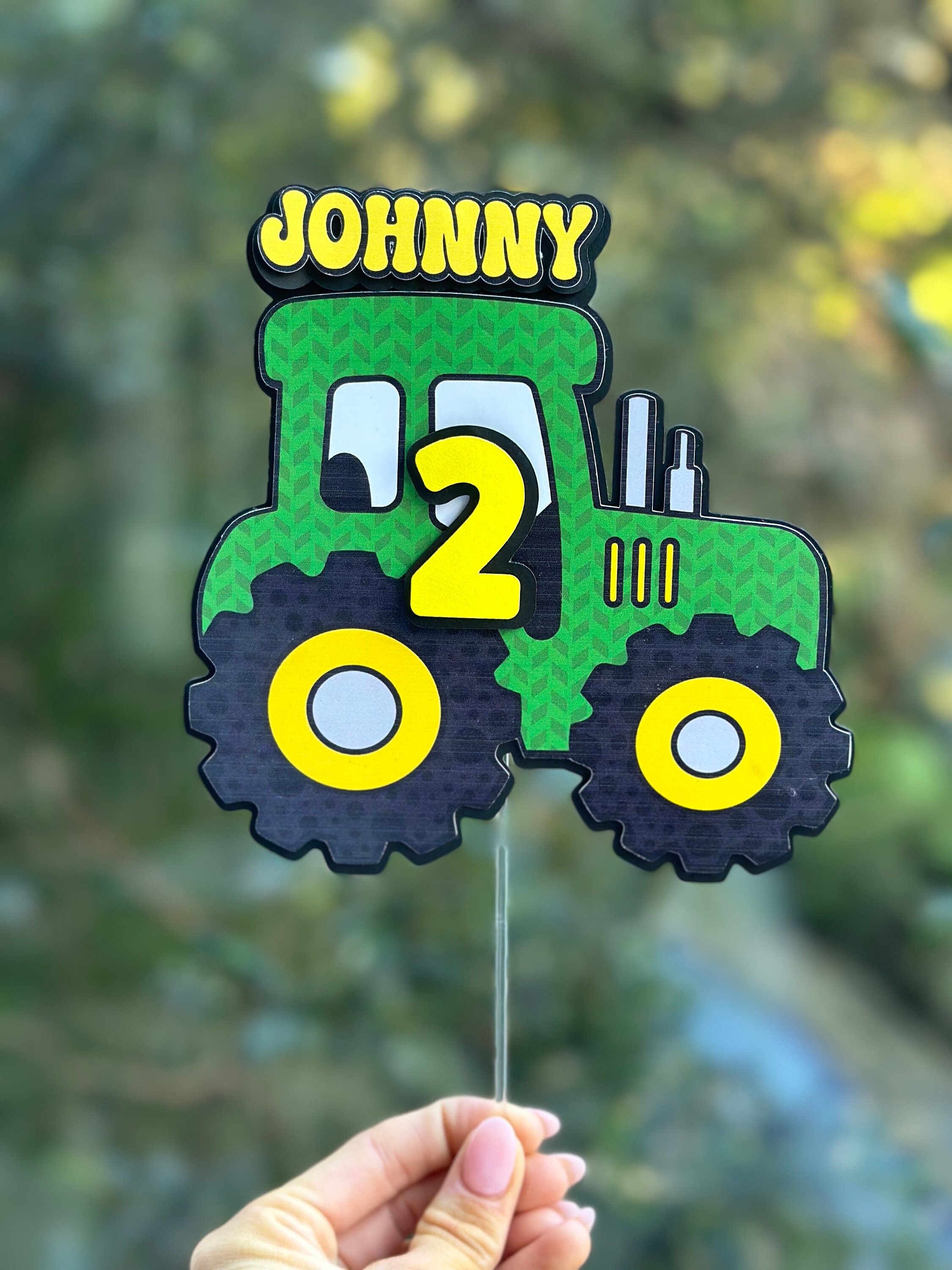 Green 3D Personalised Tractor Birthday Cake Topper - Etsy
