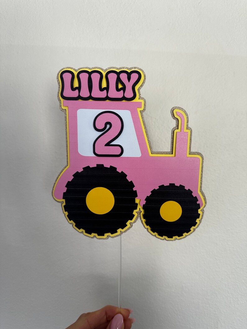 Pink Tractor Cake Topper - Etsy