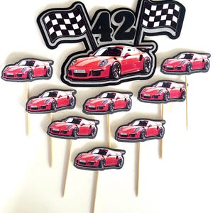 Racing Car Cake Topper With Flags - Etsy