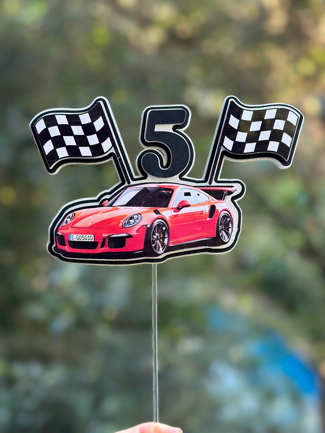 Racing Car Cake Topper With Flags - Etsy