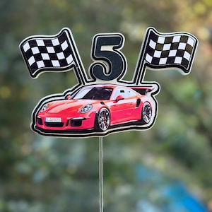 Racing Car Cake Topper With Flags - Etsy