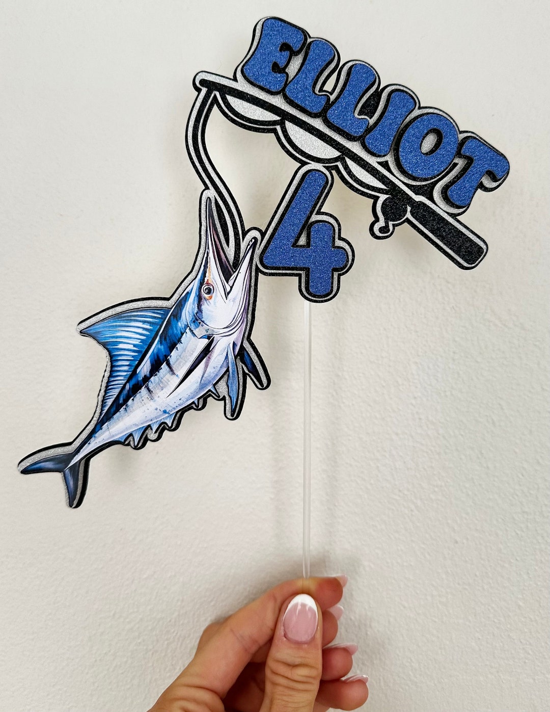 Blue Marlin Fishing Cake Topper Personalised - Etsy