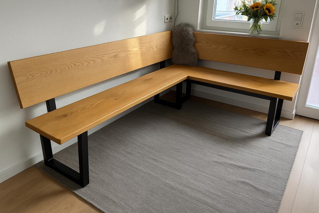 Custom Corner Bench L-shaped Bench Made of Solid Wood – Handcrafted ...