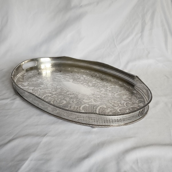 Oval Silver Plate Gallery Tray - Etsy