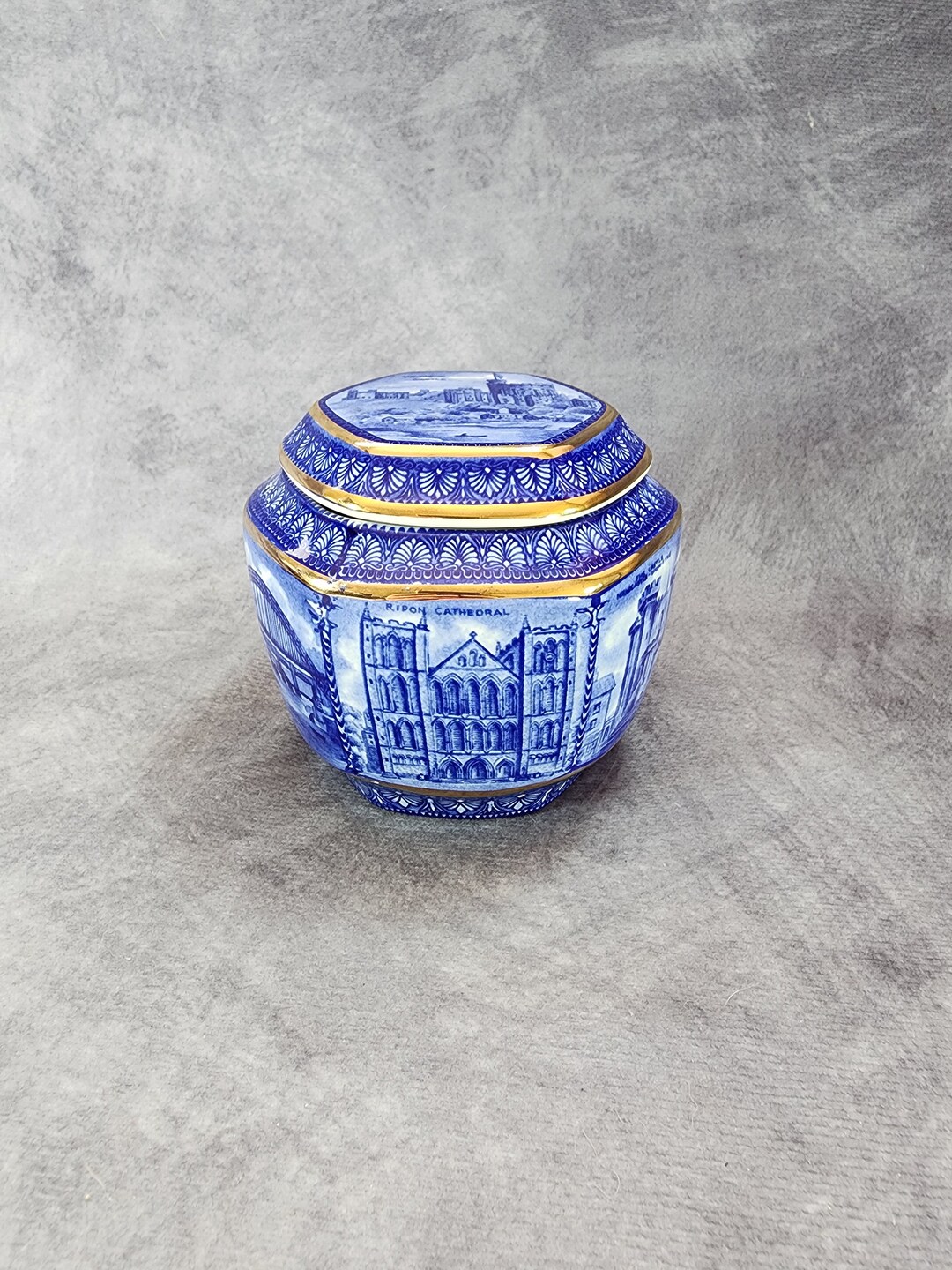 Ringtons Landmarks Small Tea Caddy, Vintage English Blue & White China ...