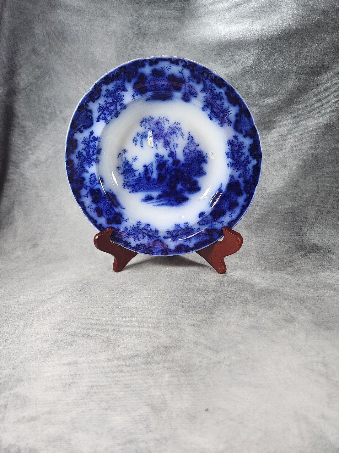 Antique Alcock Scinde Pattern Flow Blue Soup Plate Oriental Stone 1839 ...