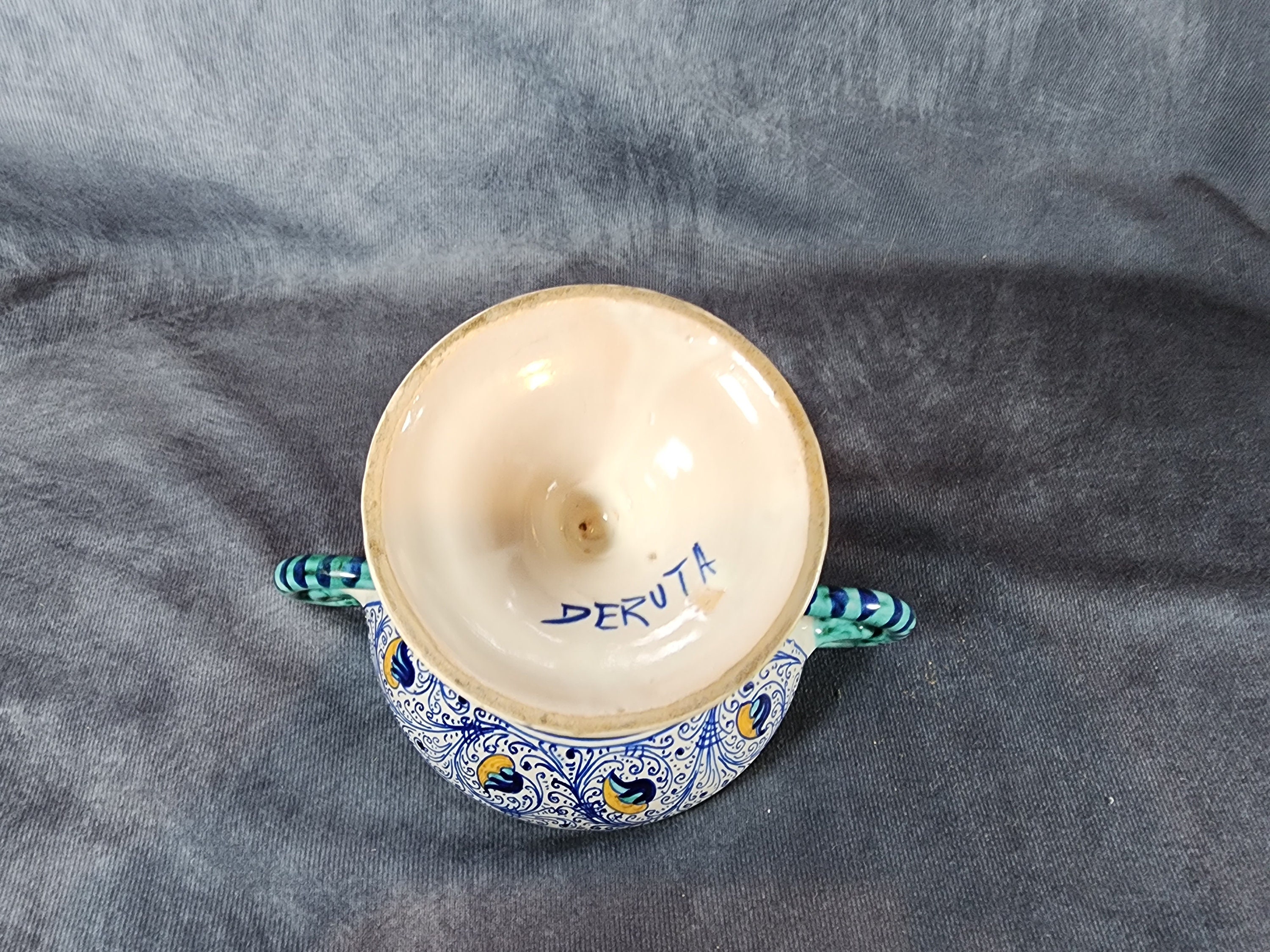 Small Deruta Hand Painted Majolica Pedestal Bowl / Tazza Cherub Decor ...