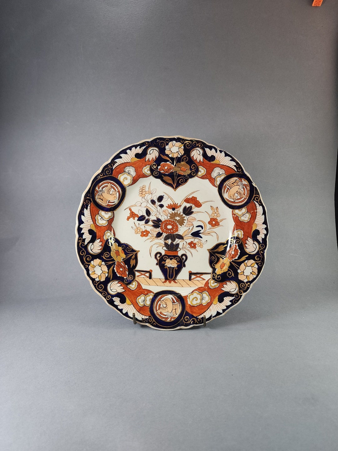 Antique Chinoiserie Masons Ironstone Vase Fence & Doves Pattern Large ...