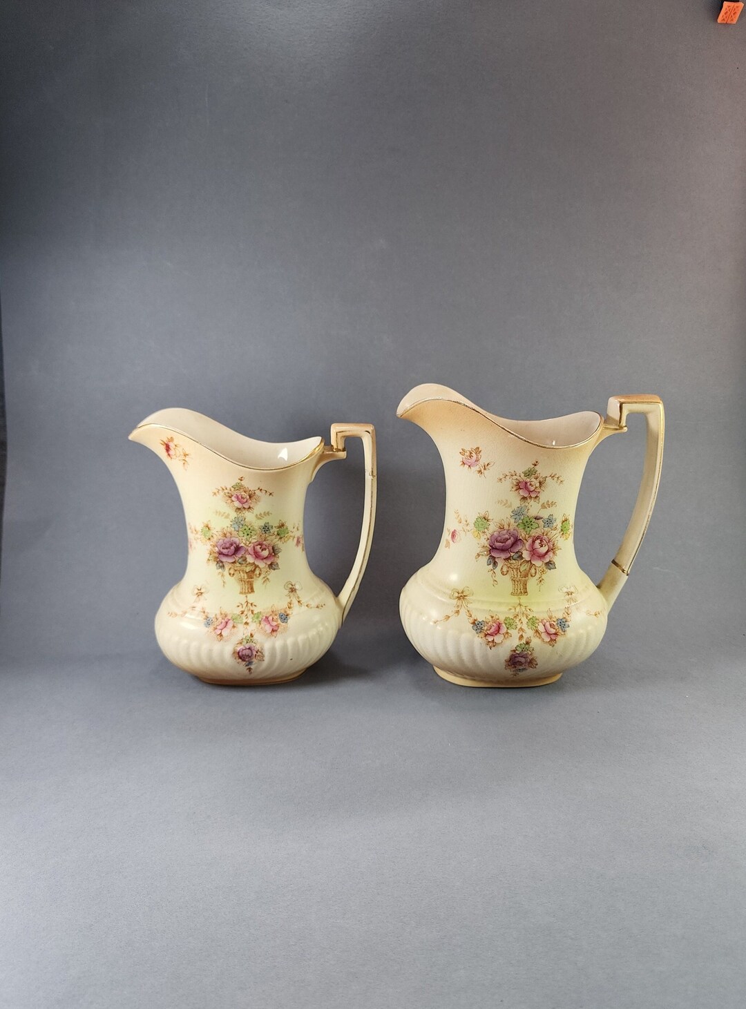 Edwardian Fieldings Crown Devon Blush Ivory, Georgian, Graduated Jugs C ...