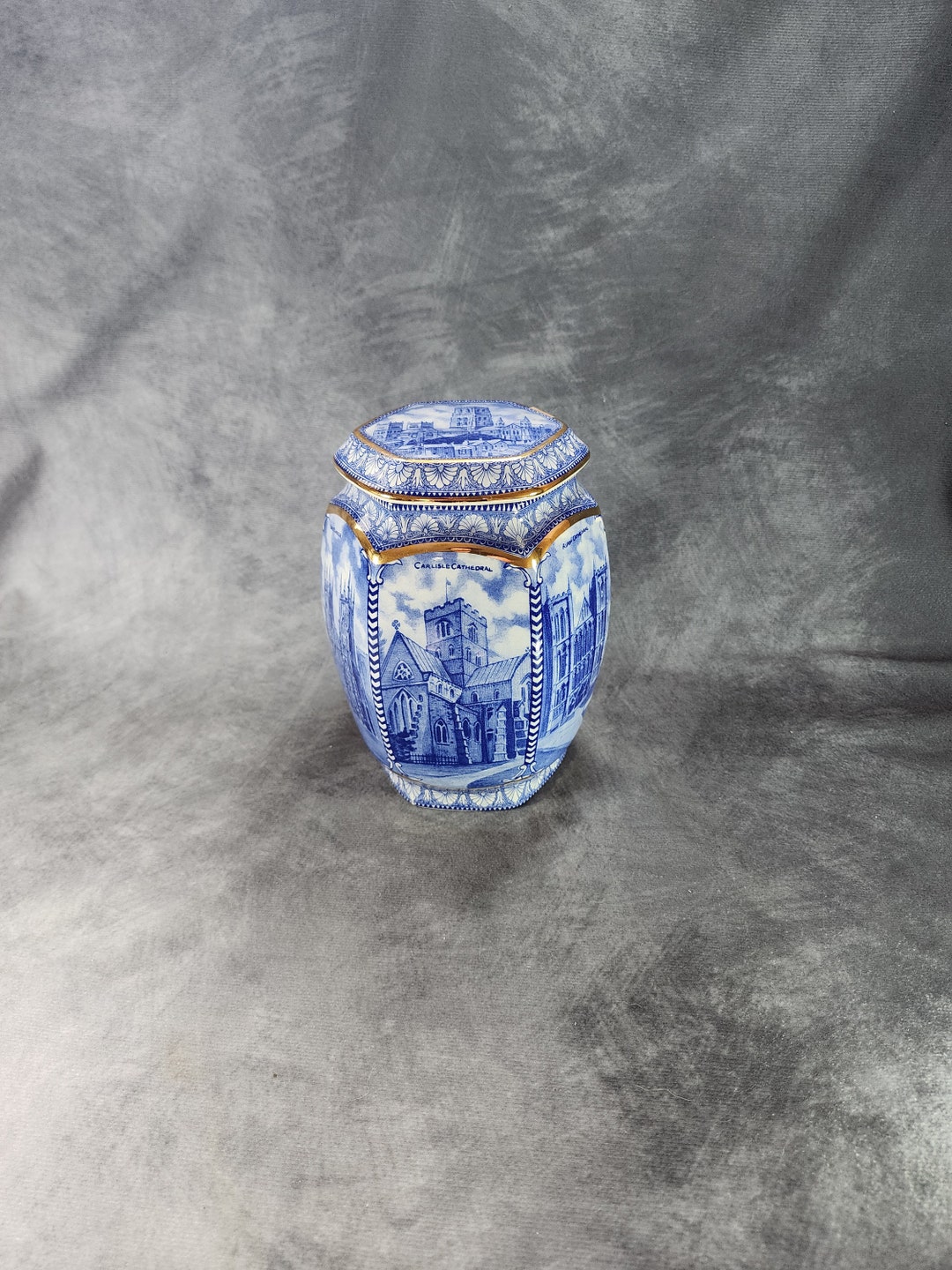 Ringtons Landmarks Large Tea Caddy, Vintage English Blue & White China ...