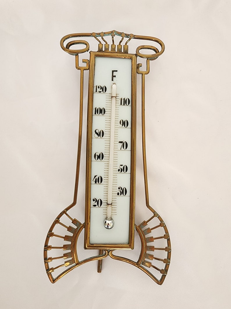 Antique Art Nouveau Brass Mounted Desk Fahrenheit Thermometer - Etsy