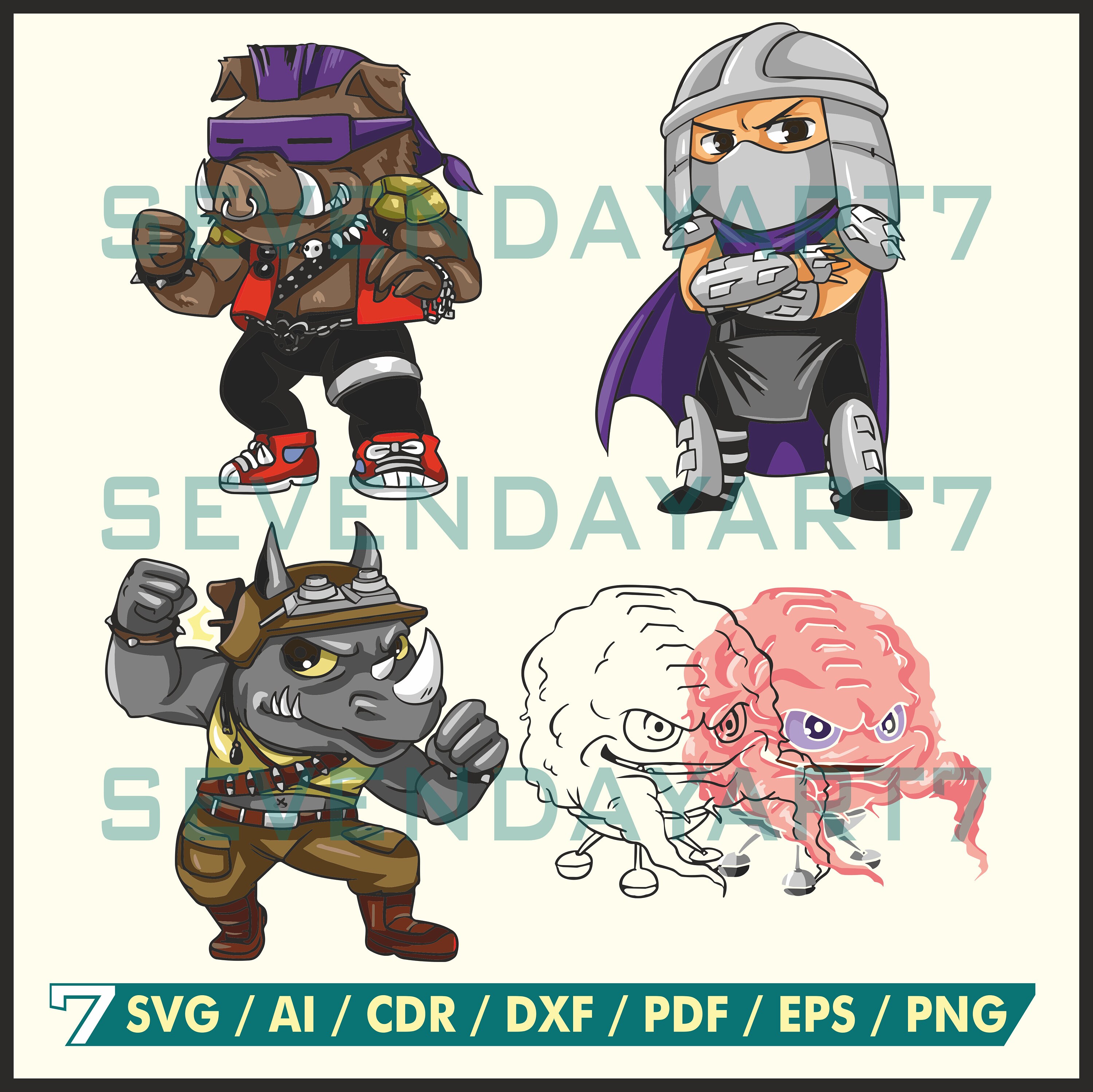 Tmnt Chibi Villains Shredder Bebop Rocksteady Krang Vector - Etsy
