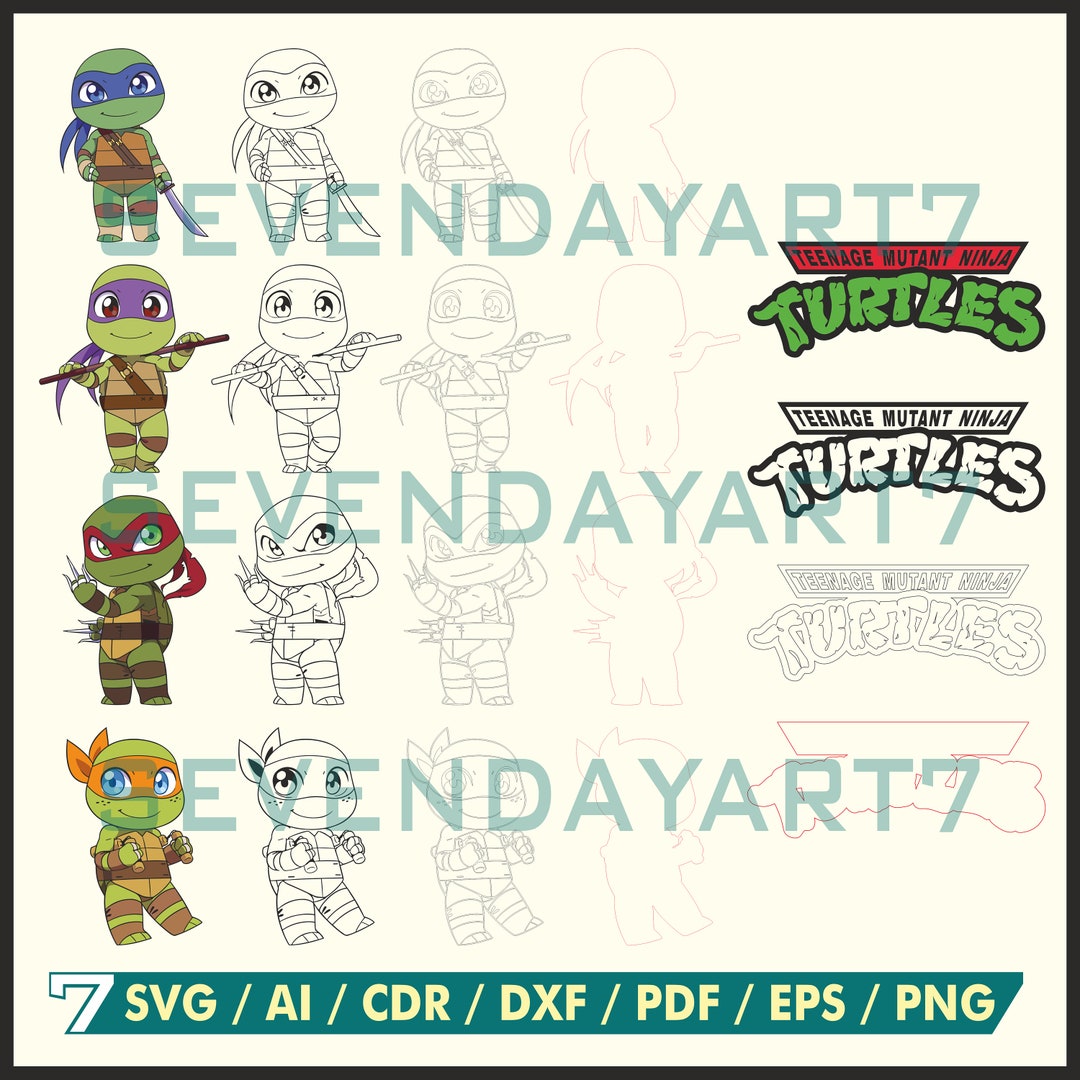 Chibi Teenage Mutant Ninja Turtles Tmnt Vector Bundle - Etsy