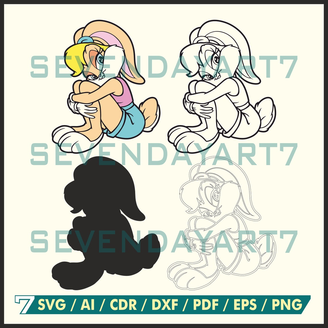 Lola Bunny Vector Bundle Clipart Layered Digital File - Etsy