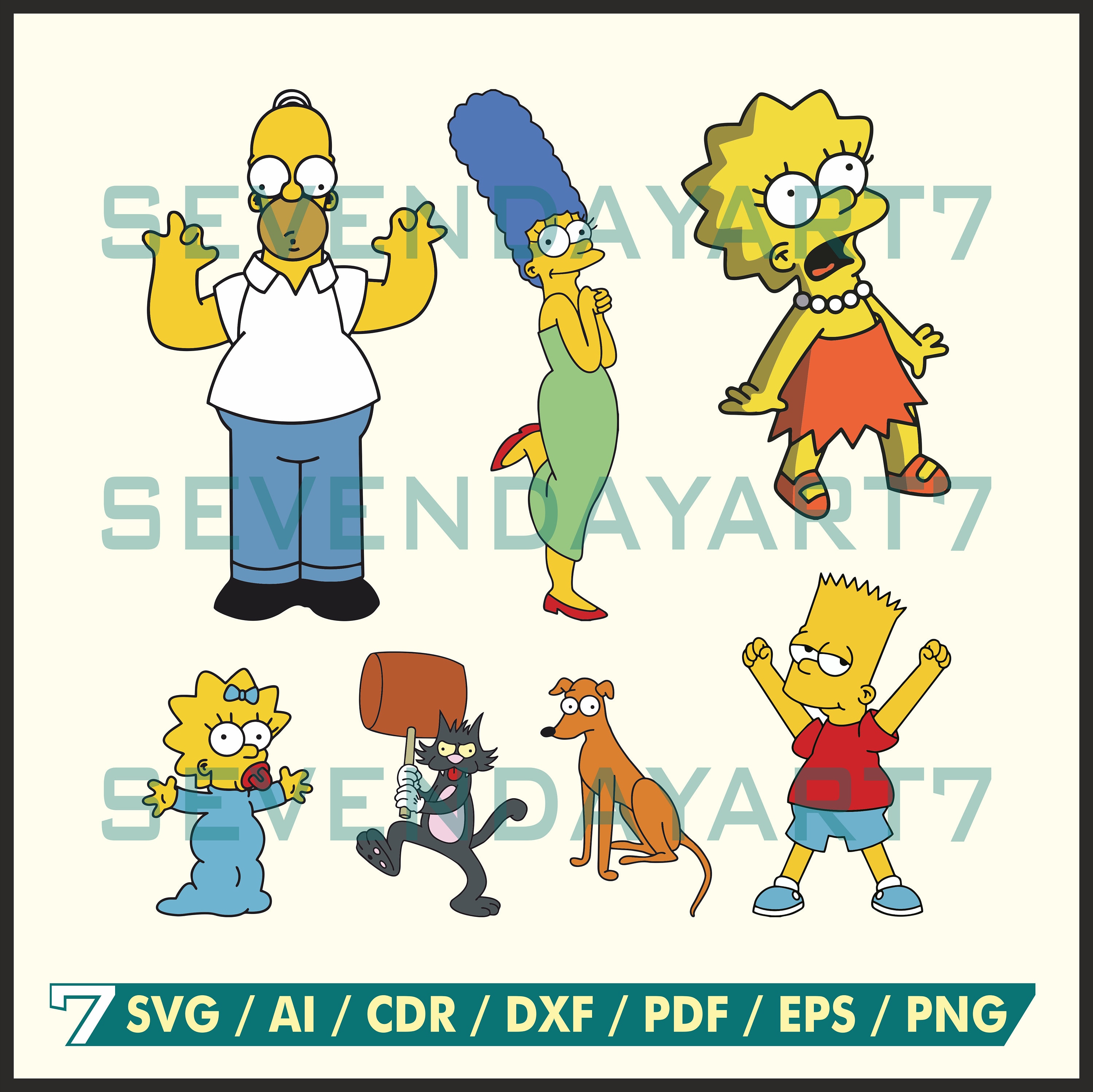 Simpson SVG Digital File, Clipart, Svg, Ai, Cdr, Dxf, Pdf, Eps, Png - Etsy