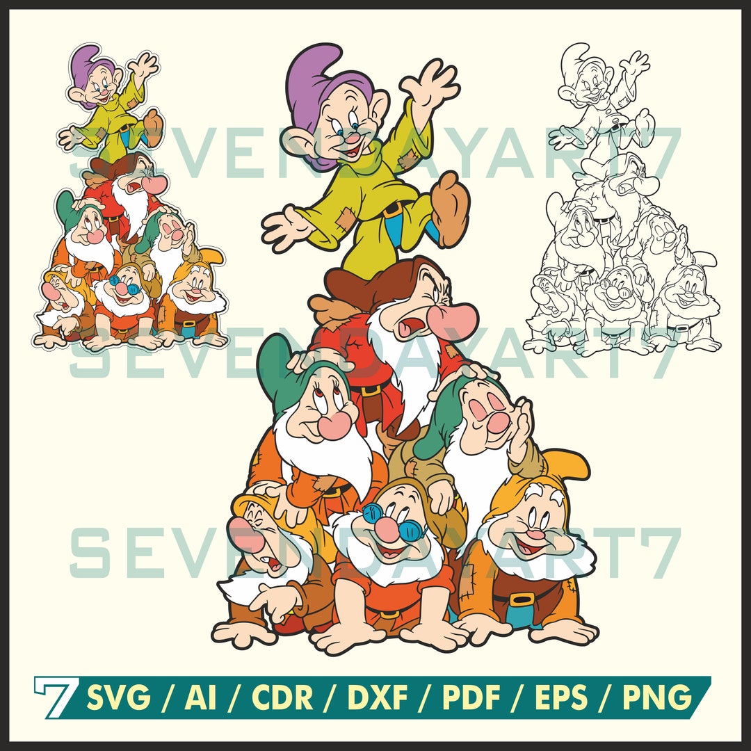 Snow White and the Seven Dwarfs SVG Digital File Clipart - Etsy Canada