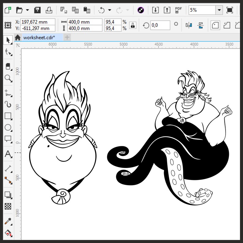 Ursula Vector SVG Digital File, Clipart, Svg, Ai, Cdr, Dxf, Pdf, Eps ...