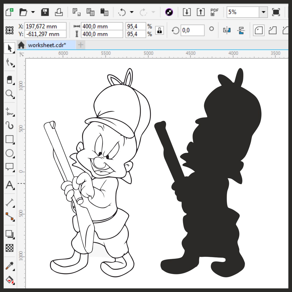 Elmer Fudd SVG Digital File, Clipart, Svg, Ai, Cdr, Dxf, Pdf, Eps, Png ...