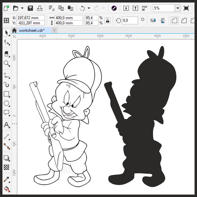 Elmer Fudd SVG Digital File, Clipart, Svg, Ai, Cdr, Dxf, Pdf, Eps, Png ...