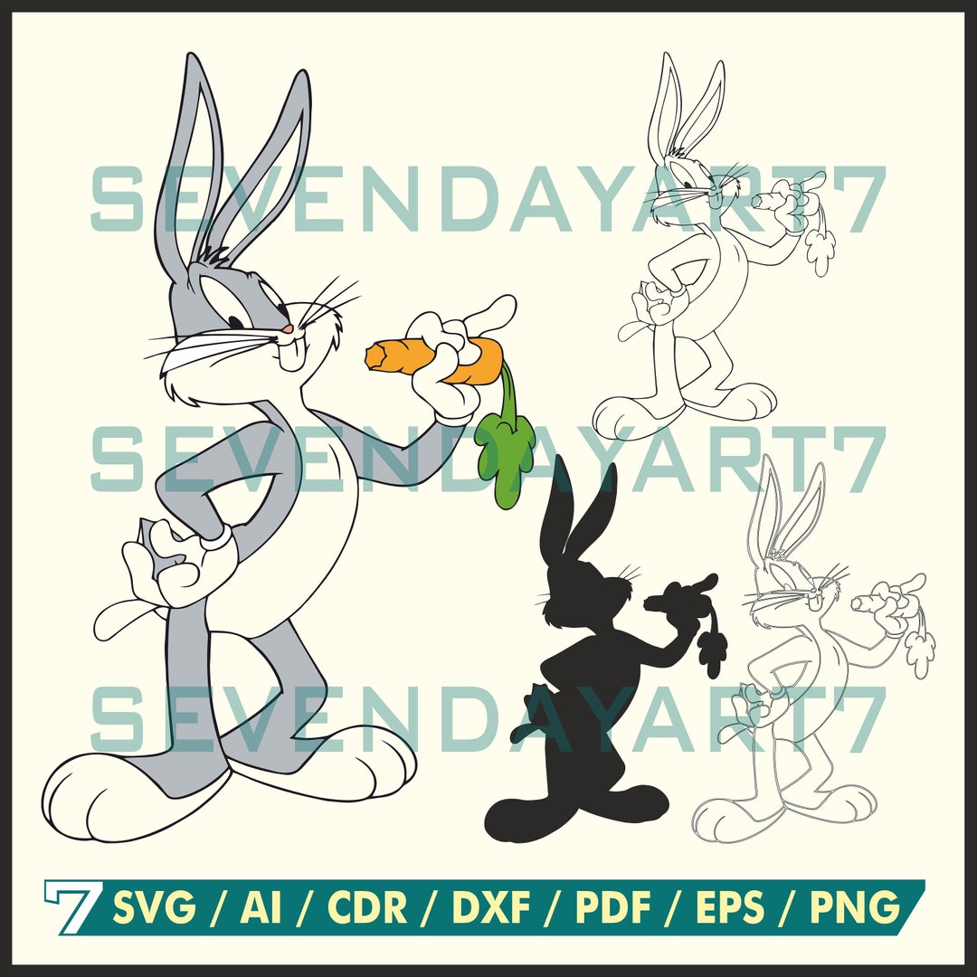 Bugs Bunny SVG Digital File, Clipart, Svg, Ai, Cdr, Dxf, Pdf, Eps, Png ...