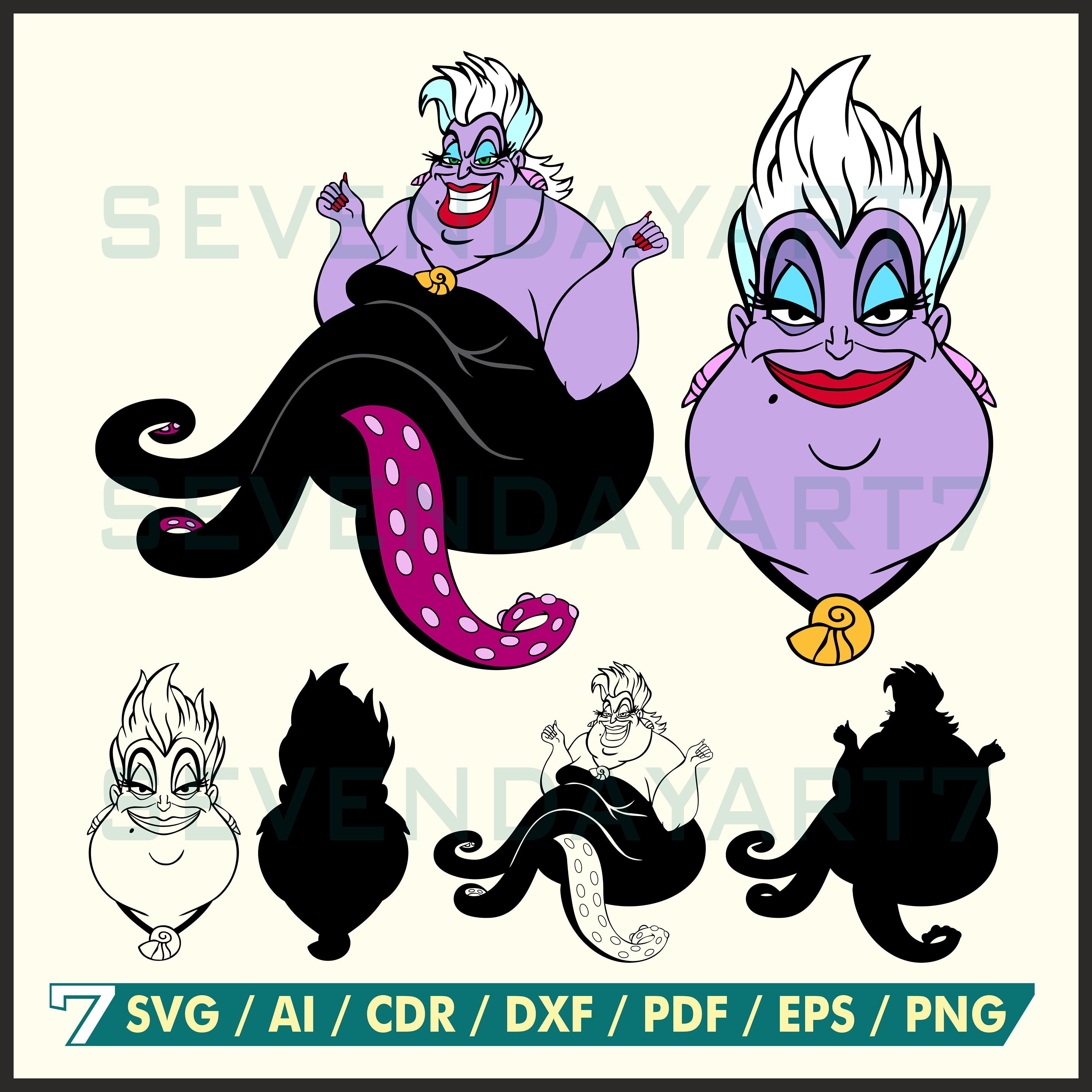 Ursula Vector SVG Digital File, Clipart, Svg, Ai, Cdr, Dxf, Pdf, Eps ...