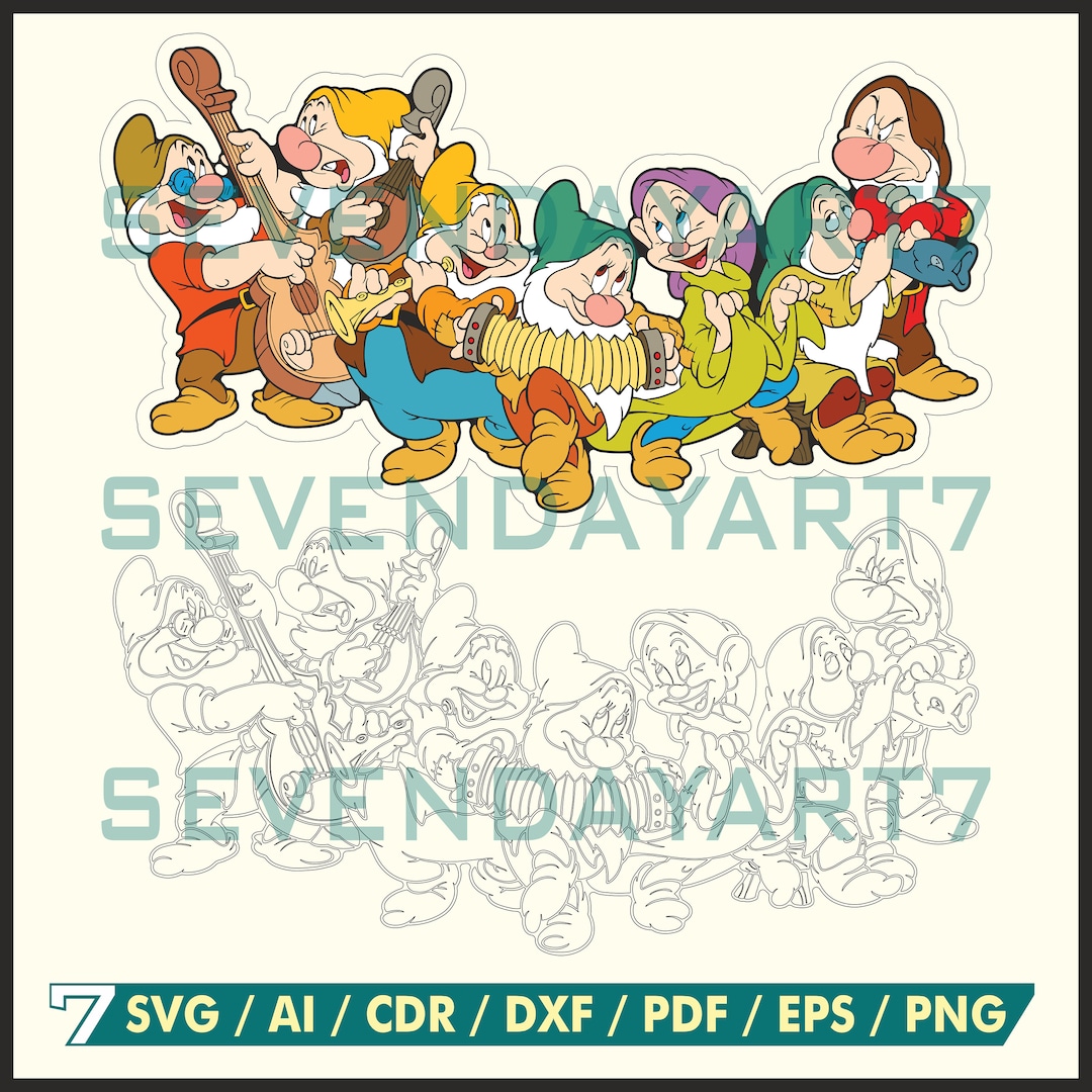 Snow White and the Seven Dwarfs Musical SVG Digital File, Clipart, Svg ...