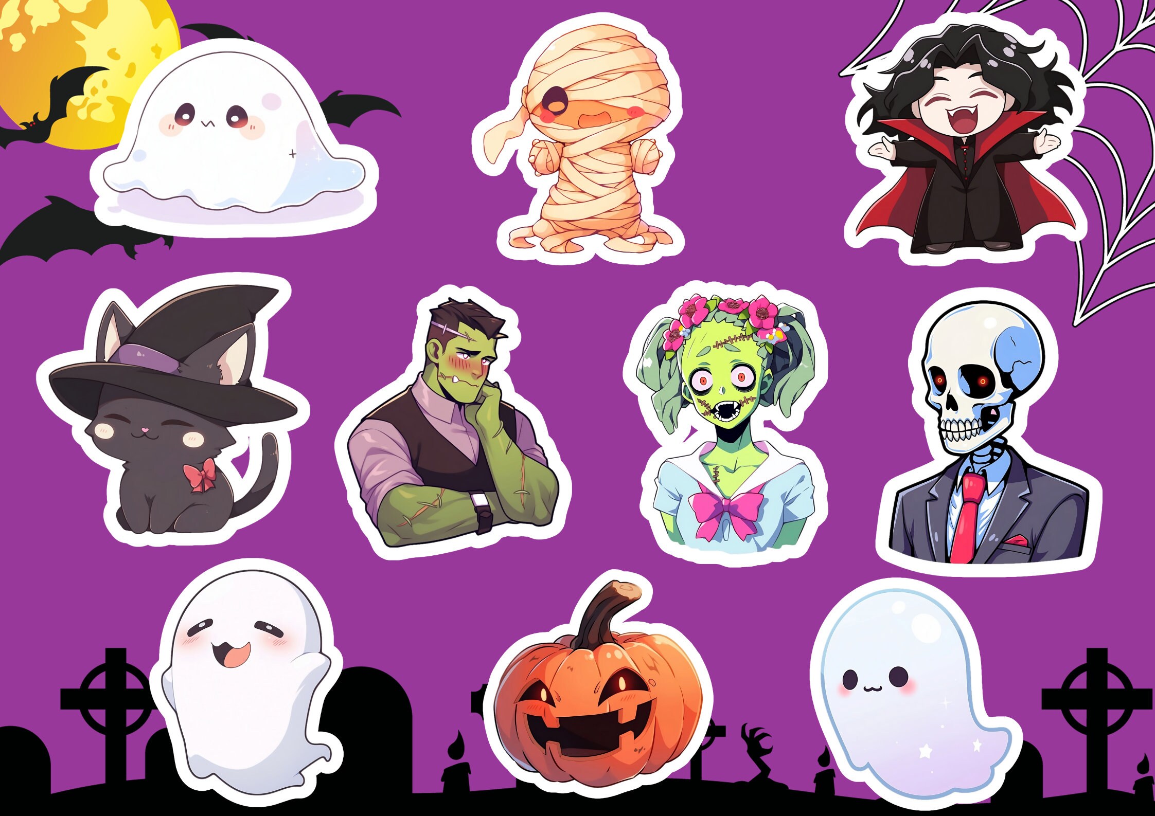 Cutesy Creepies Sticker Pack 21 Stickers Halloween - Etsy