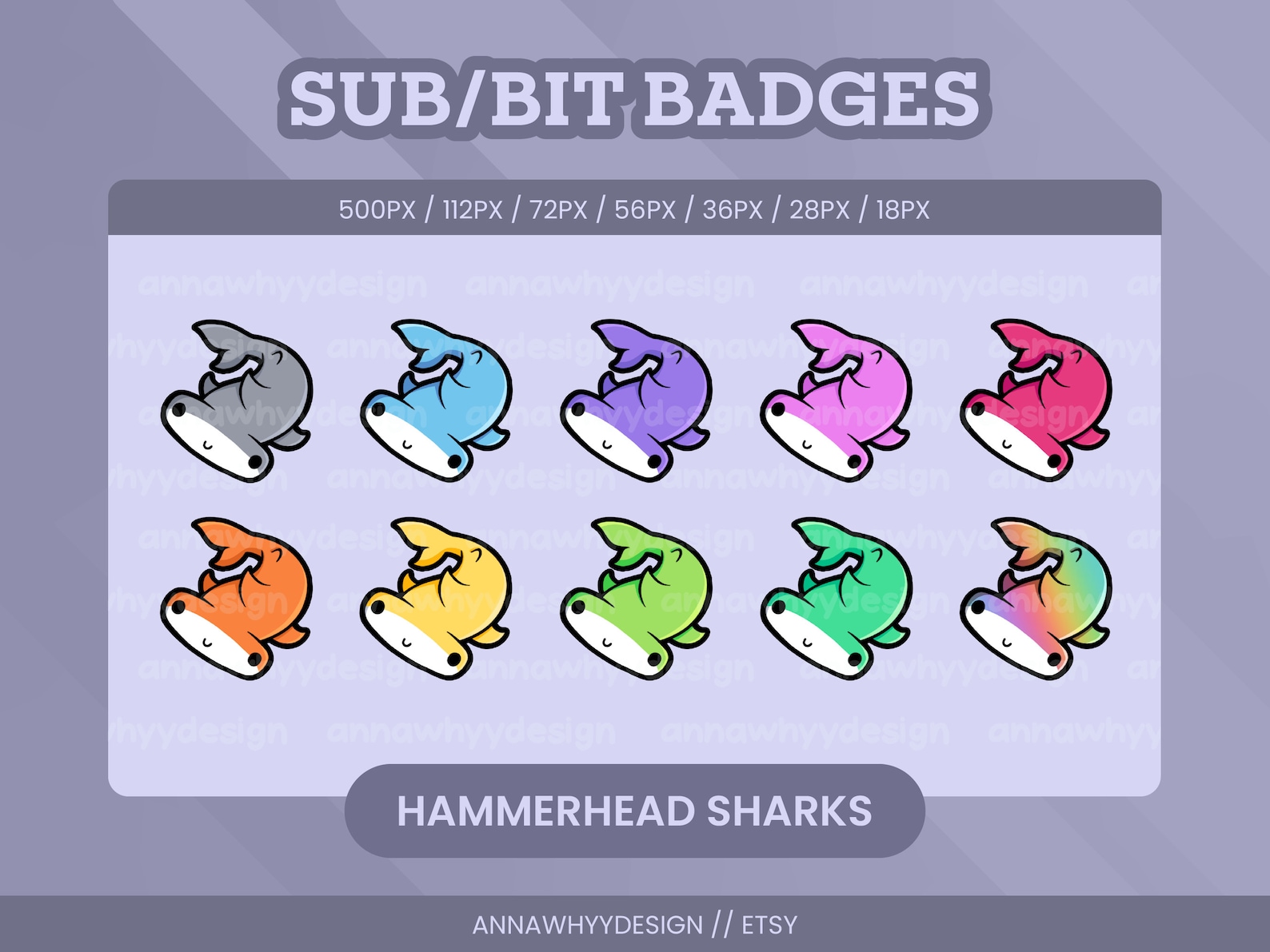 Hammerhead Shark Sub/bit Badges or Channel Point Icons for Twitch ...