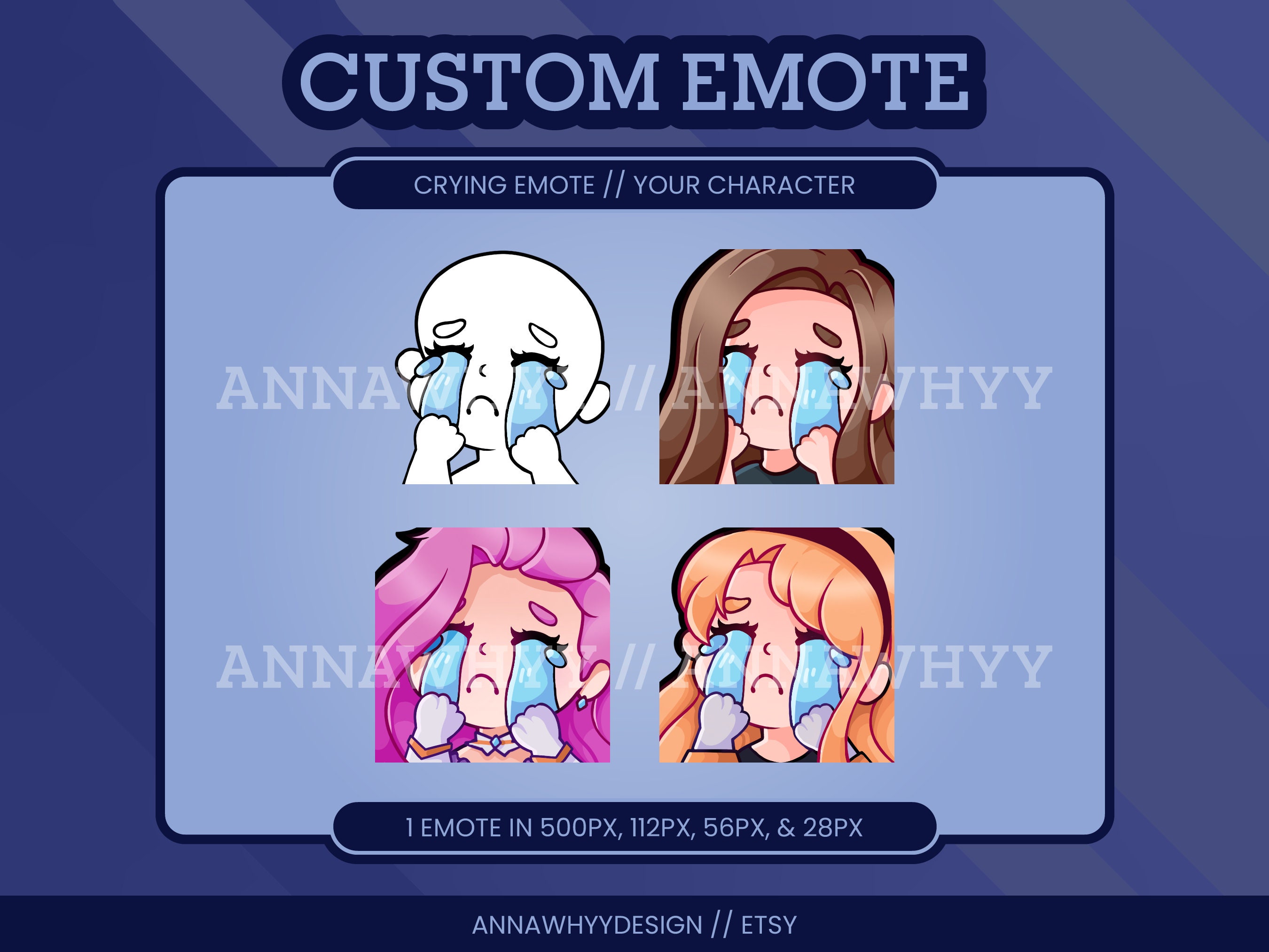 Custom Crying Twitch/discord/youtube Emote for Vtubers, Streamers ...