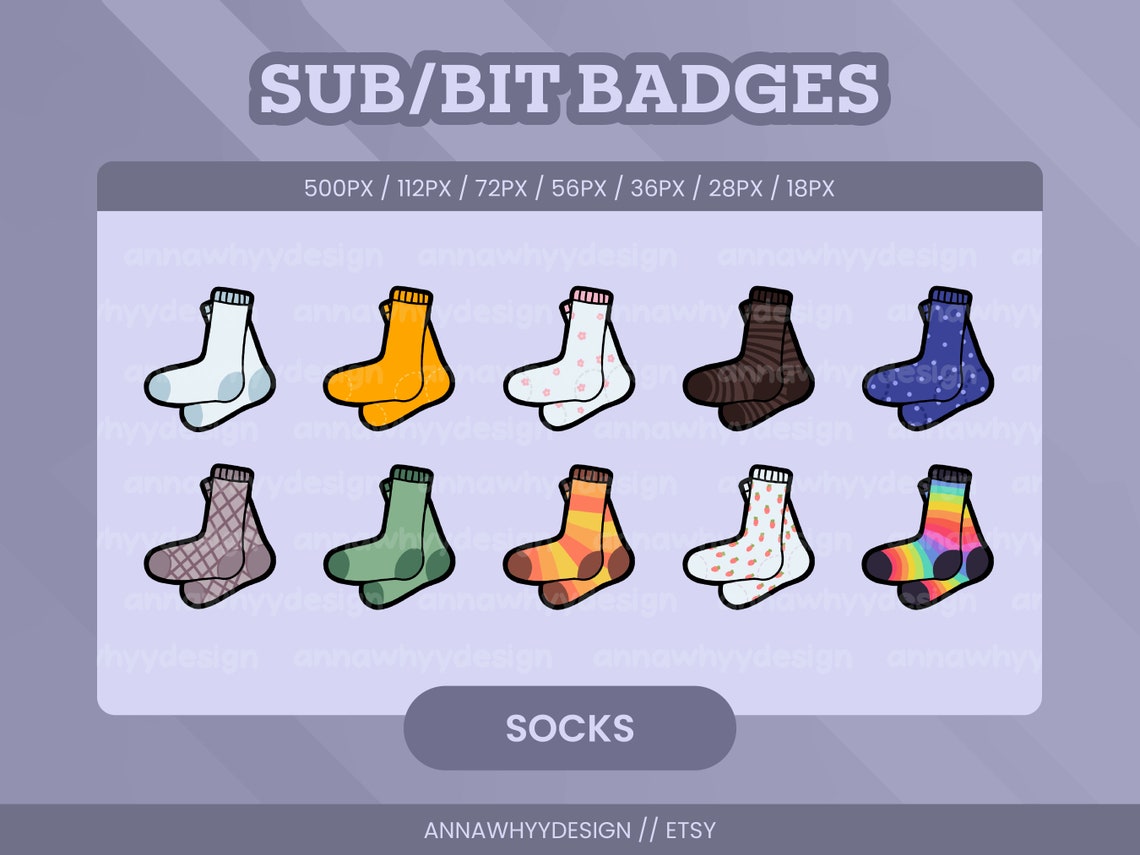 Patterned Socks Sub/bit Badges or Channel Point Icons for Twitch ...