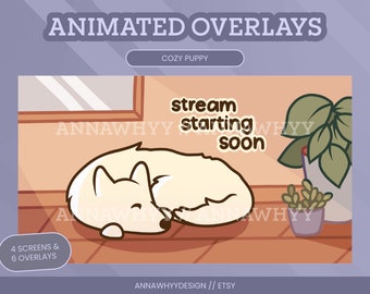 Animated Cozy Sleeping Puppy Dog Stream Decoration for Twitch, Youtube ...