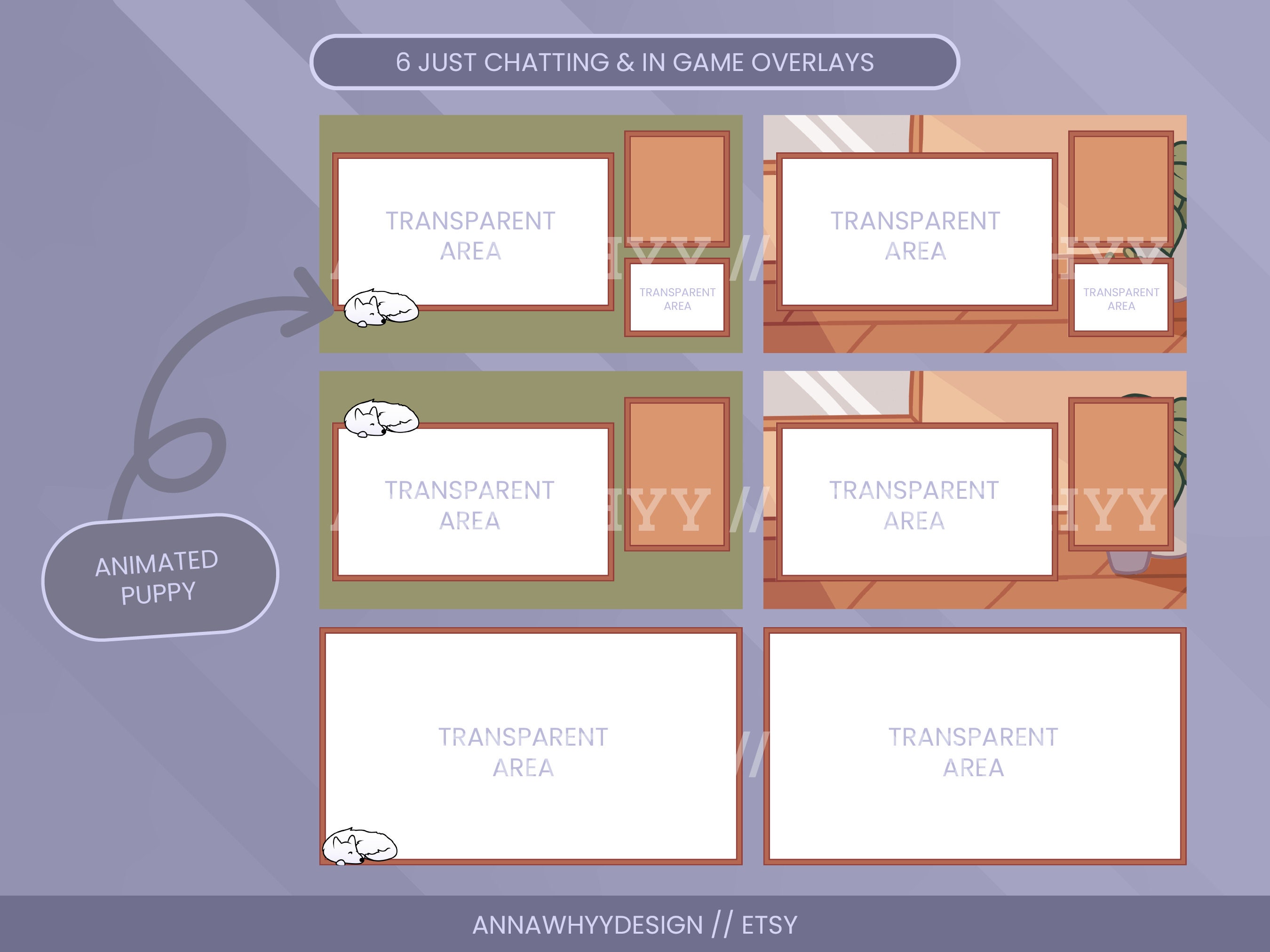 Animated Cozy Sleeping Puppy Dog Stream Overlay and Scenes for Twitch ...