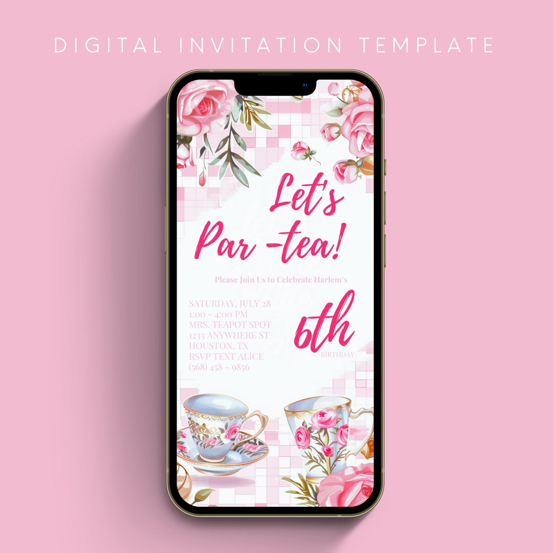 Girls Tea Party Birthday Invitation Template (digital) - Etsy