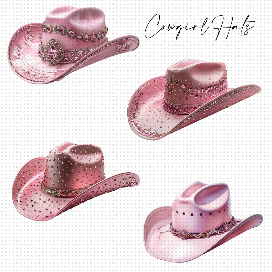 Pink Cowgirl Clipart Commercial Use Bundle 23 Transparent Downloadable ...